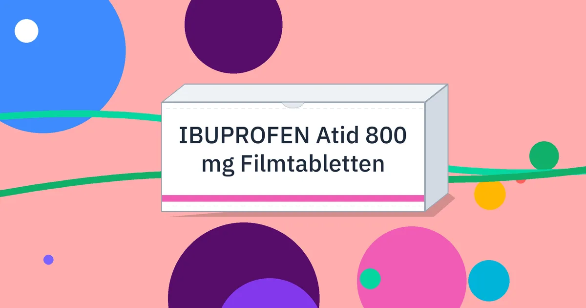 Symbolbild: Packung mit der Aufschrift IBUPROFEN Atid 800 mg Filmtabletten (PZN 06068045) – Verfügbarkeit und Bezug in Apotheken in Frankfurt am Main