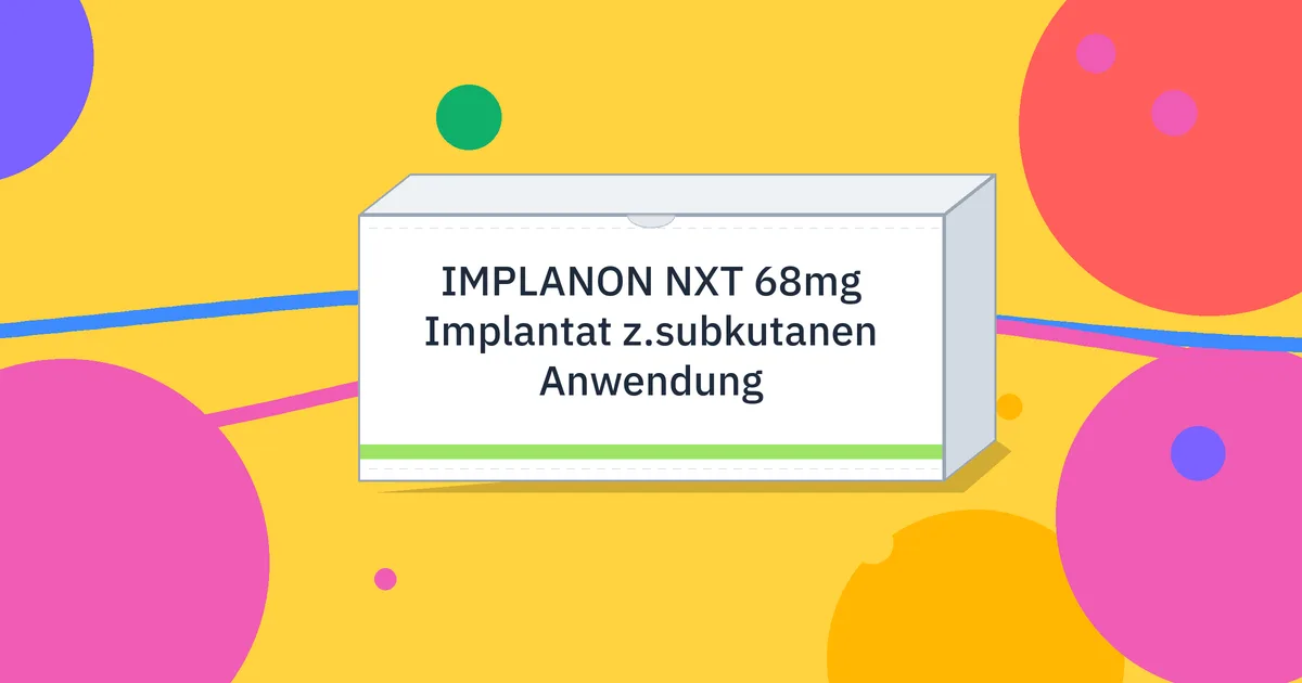 Symbolbild: Packung mit der Aufschrift IMPLANON NXT 68mg Implantat z.subkutanen Anwendung (PZN 07773165) – Verfügbarkeit und Bezug in Apotheken in Frankfurt am Main