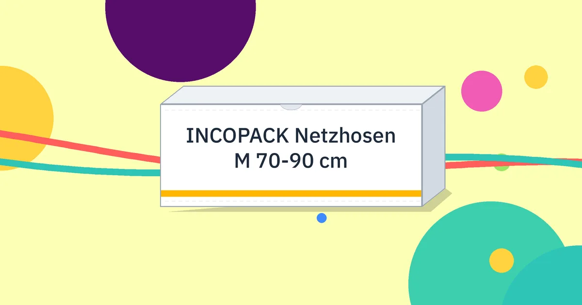 Symbolbild: Packung mit der Aufschrift INCOPACK Netzhosen M 70-90 cm (PZN 09923031) – Verfügbarkeit und Bezug in Apotheken in Frankfurt am Main