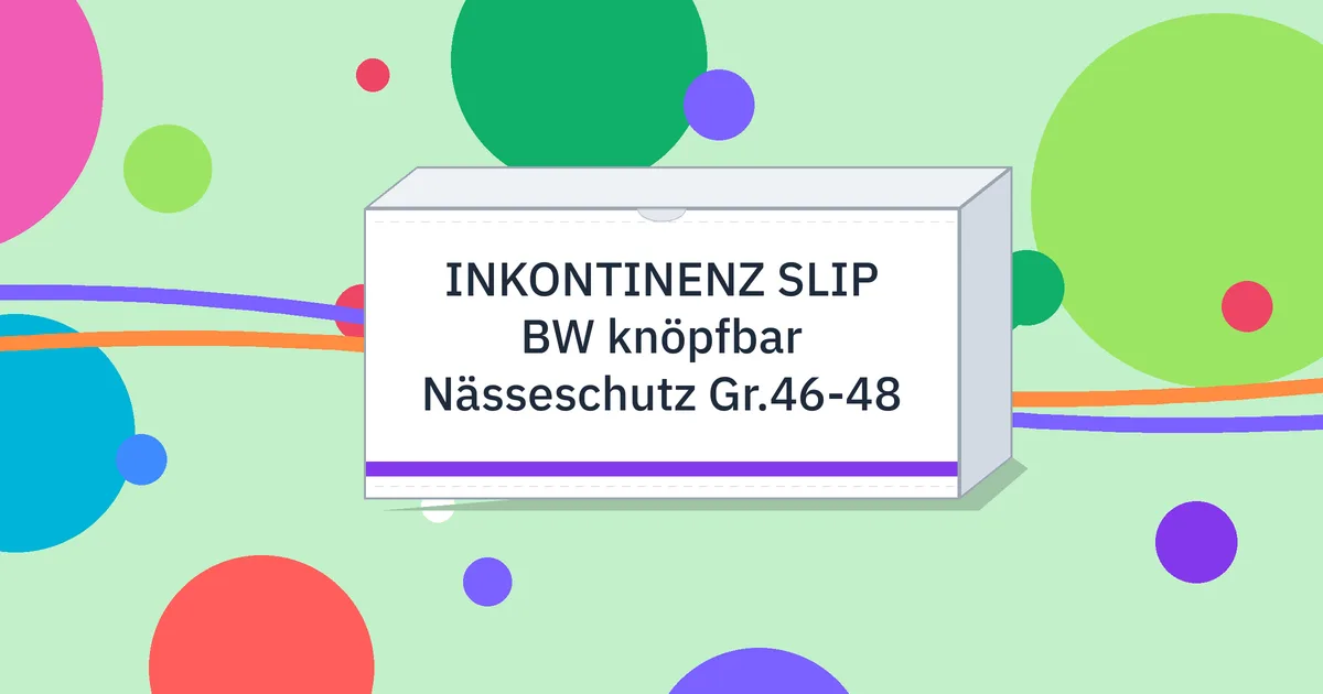 Symbolbild: Packung mit der Aufschrift INKONTINENZ SLIP BW knöpfbar Nässeschutz Gr.46-48 (PZN 10245984) – Verfügbarkeit und Bezug in Apotheken in Frankfurt am Main