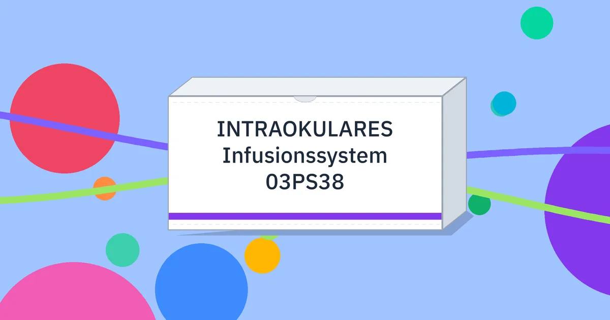 Symbolbild: Packung mit der Aufschrift INTRAOKULARES Infusionssystem 03PS38 (PZN 10759447) – Verfügbarkeit und Bezug in Apotheken in Frankfurt am Main