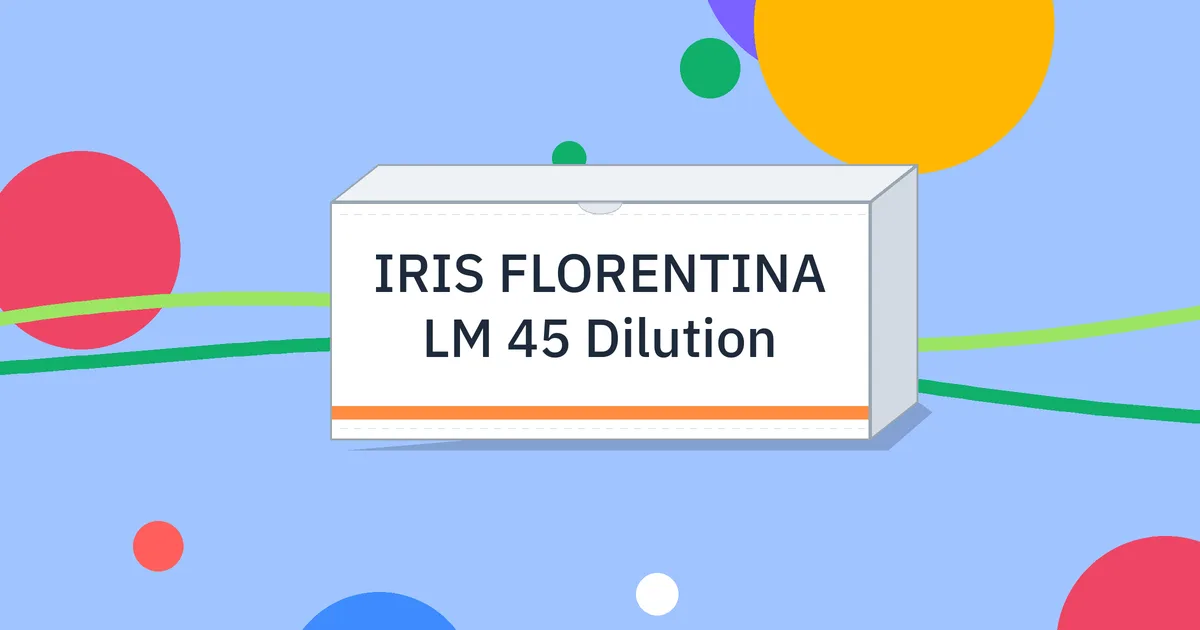 Symbolbild: Packung mit der Aufschrift IRIS FLORENTINA LM 45 Dilution (PZN 13561160) – Verfügbarkeit und Bezug in Apotheken in Frankfurt am Main