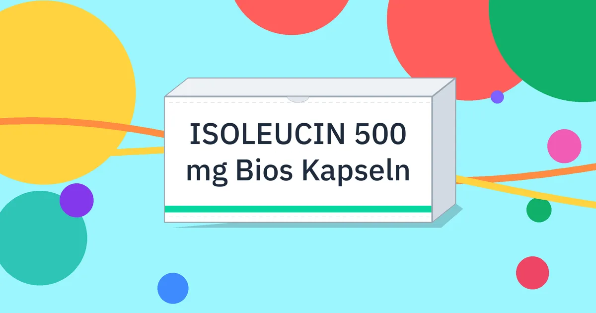 Symbolbild: Packung mit der Aufschrift ISOLEUCIN 500 mg Bios Kapseln (PZN 10523408) – Verfügbarkeit und Bezug in Apotheken in Frankfurt am Main