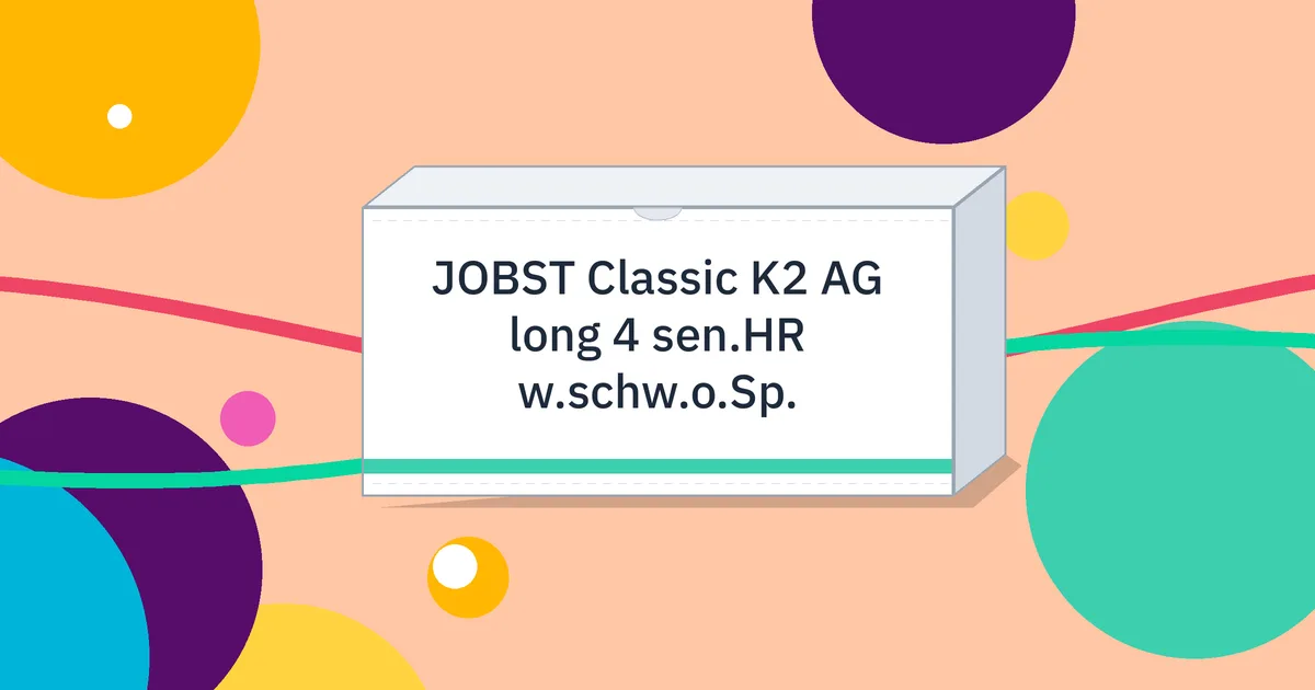 Symbolbild: Packung mit der Aufschrift JOBST Classic K2 AG long 4 sen.HR w.schw.o.Sp. (PZN 17959480) – Verfügbarkeit und Bezug in Apotheken in Frankfurt am Main
