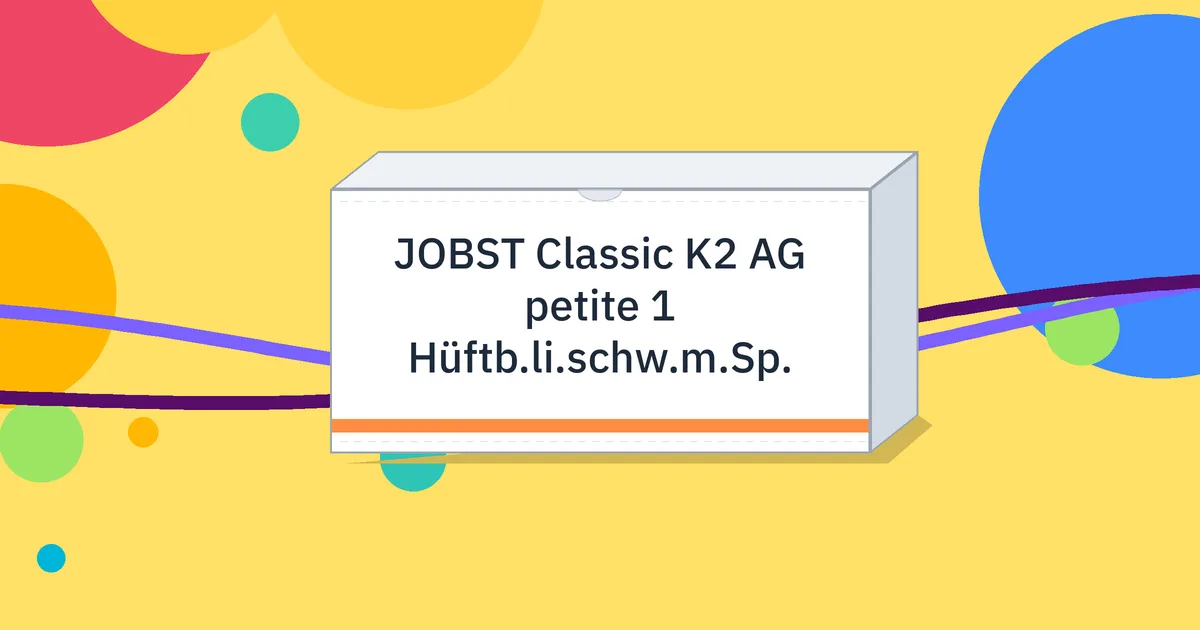 Symbolbild: Packung mit der Aufschrift JOBST Classic K2 AG petite 1 Hüftb.li.schw.m.Sp. (PZN 13064355) – Verfügbarkeit und Bezug in Apotheken in Frankfurt am Main