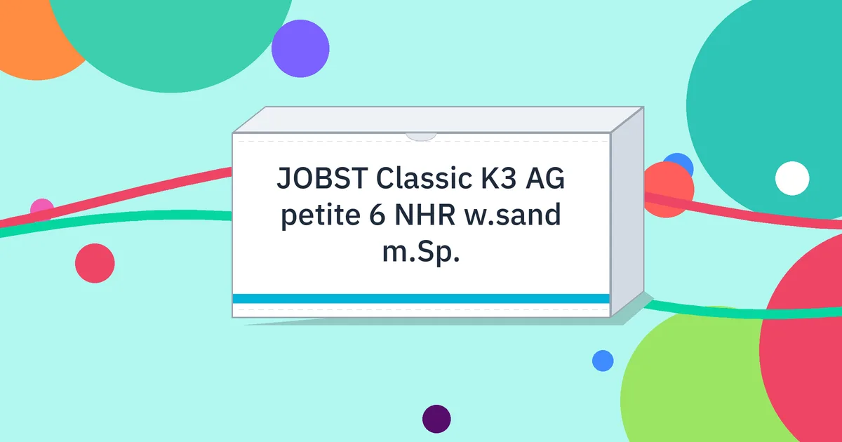 Symbolbild: Packung mit der Aufschrift JOBST Classic K3 AG petite 6 NHR w.sand m.Sp. (PZN 13072811) – Verfügbarkeit und Bezug in Apotheken in Frankfurt am Main