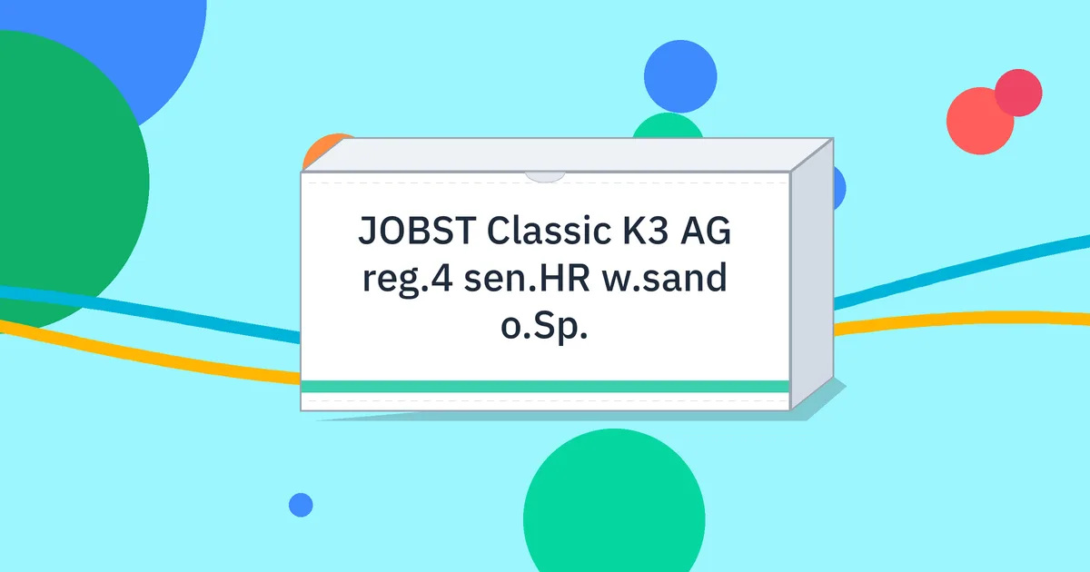 Symbolbild: Packung mit der Aufschrift JOBST Classic K3 AG reg.4 sen.HR w.sand o.Sp. (PZN 17957624) – Verfügbarkeit und Bezug in Apotheken in Frankfurt am Main