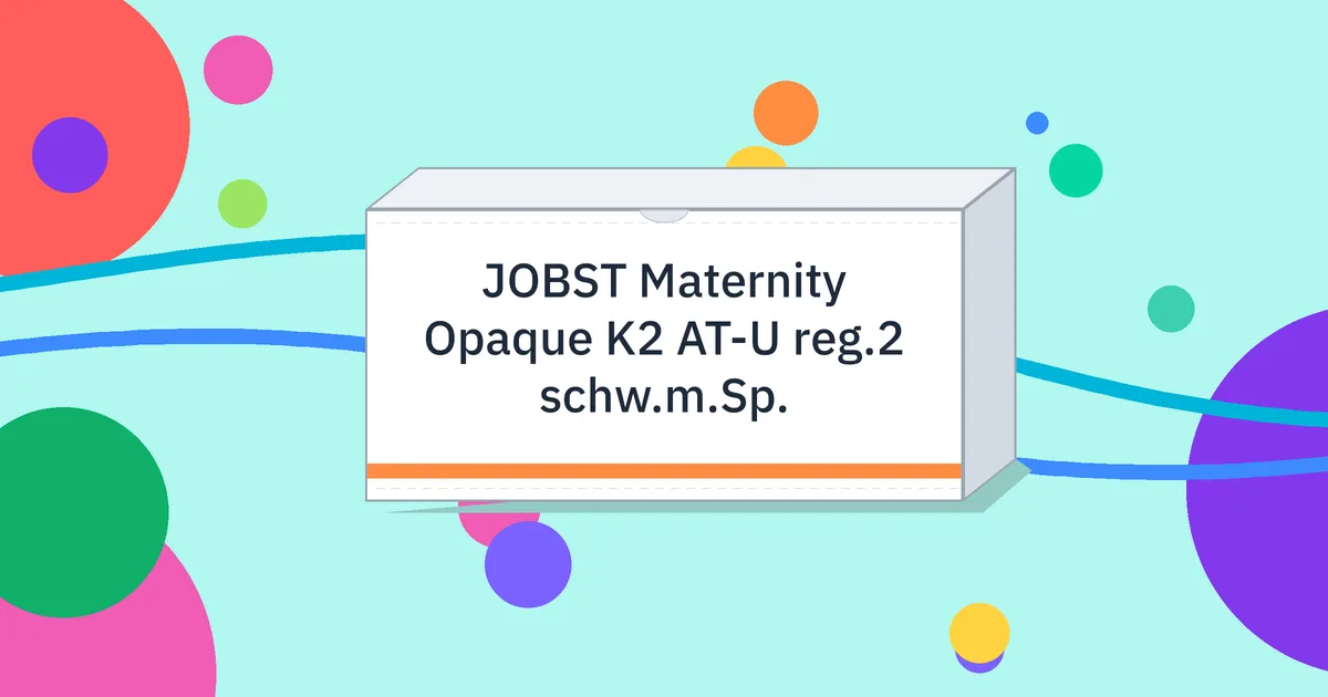 Symbolbild: Packung mit der Aufschrift JOBST Maternity Opaque K2 AT-U reg.2 schw.m.Sp. (PZN 15854050) – Verfügbarkeit und Bezug in Apotheken in Frankfurt am Main