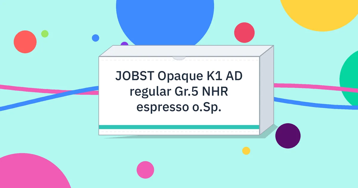 Symbolbild: Packung mit der Aufschrift JOBST Opaque K1 AD regular Gr.5 NHR espresso o.Sp. (PZN 16263279) – Verfügbarkeit und Bezug in Apotheken in Frankfurt am Main