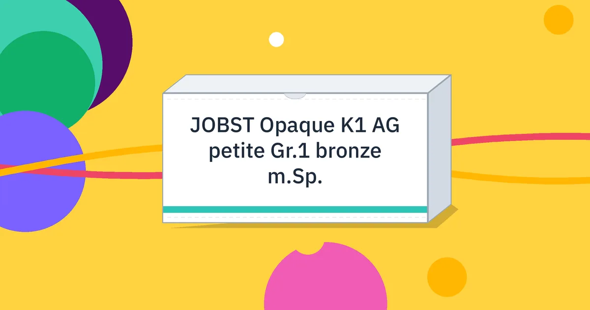 Symbolbild: Packung mit der Aufschrift JOBST Opaque K1 AG petite Gr.1 bronze m.Sp. (PZN 13083252) – Verfügbarkeit und Bezug in Apotheken in Frankfurt am Main