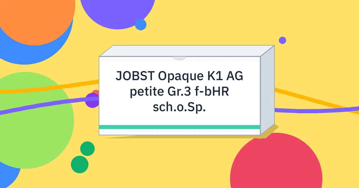 Symbolbild: Packung mit der Aufschrift JOBST Opaque K1 AG petite Gr.3 f-bHR sch.o.Sp. (PZN 13087540) – Verfügbarkeit und Bezug in Apotheken in Frankfurt am Main