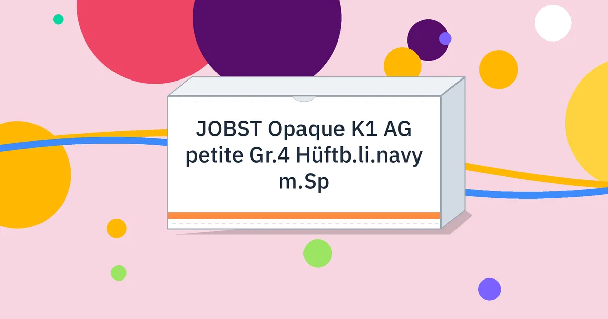 Symbolbild: Packung mit der Aufschrift JOBST Opaque K1 AG petite Gr.4 Hüftb.li.navy m.Sp (PZN 13097604) – Verfügbarkeit und Bezug in Apotheken in Frankfurt am Main