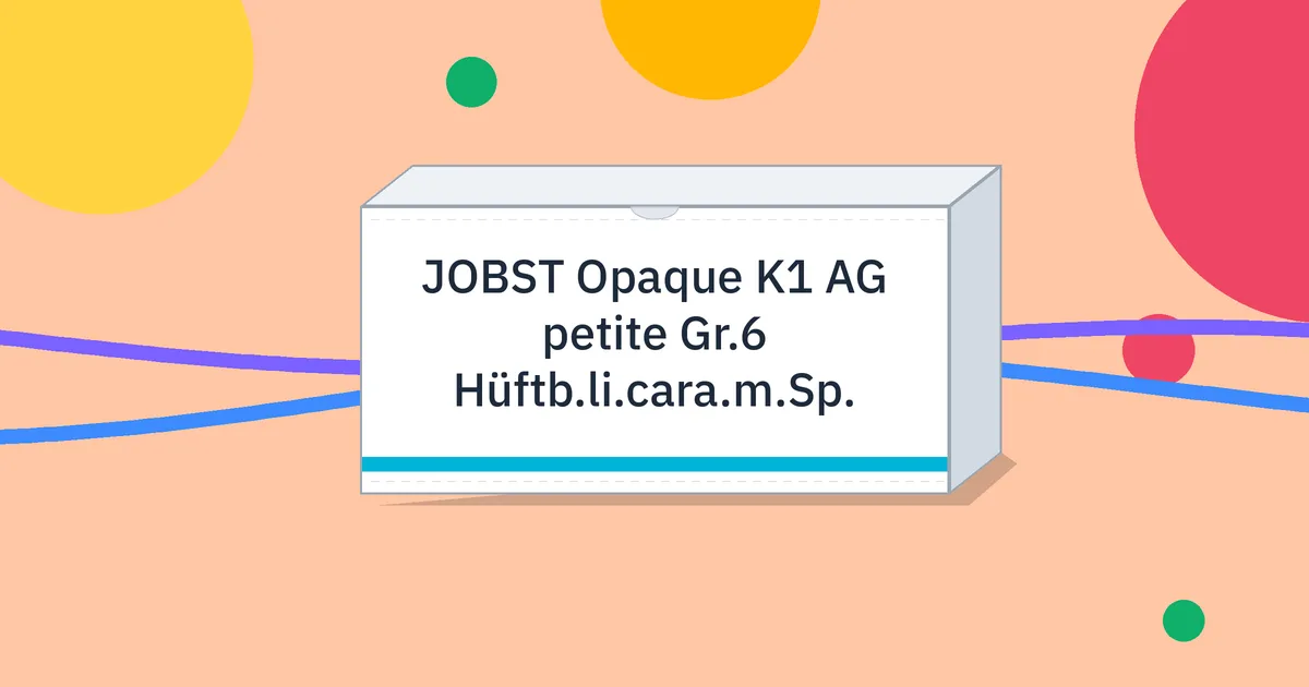 Symbolbild: Packung mit der Aufschrift JOBST Opaque K1 AG petite Gr.6 Hüftb.li.cara.m.Sp. (PZN 13097550) – Verfügbarkeit und Bezug in Apotheken in Frankfurt am Main