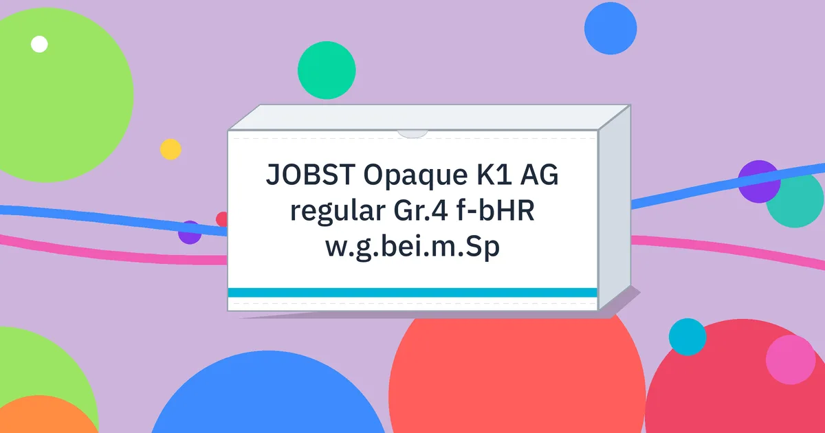 Symbolbild: Packung mit der Aufschrift JOBST Opaque K1 AG regular Gr.4 f-bHR w.g.bei.m.Sp (PZN 16265628) – Verfügbarkeit und Bezug in Apotheken in Frankfurt am Main