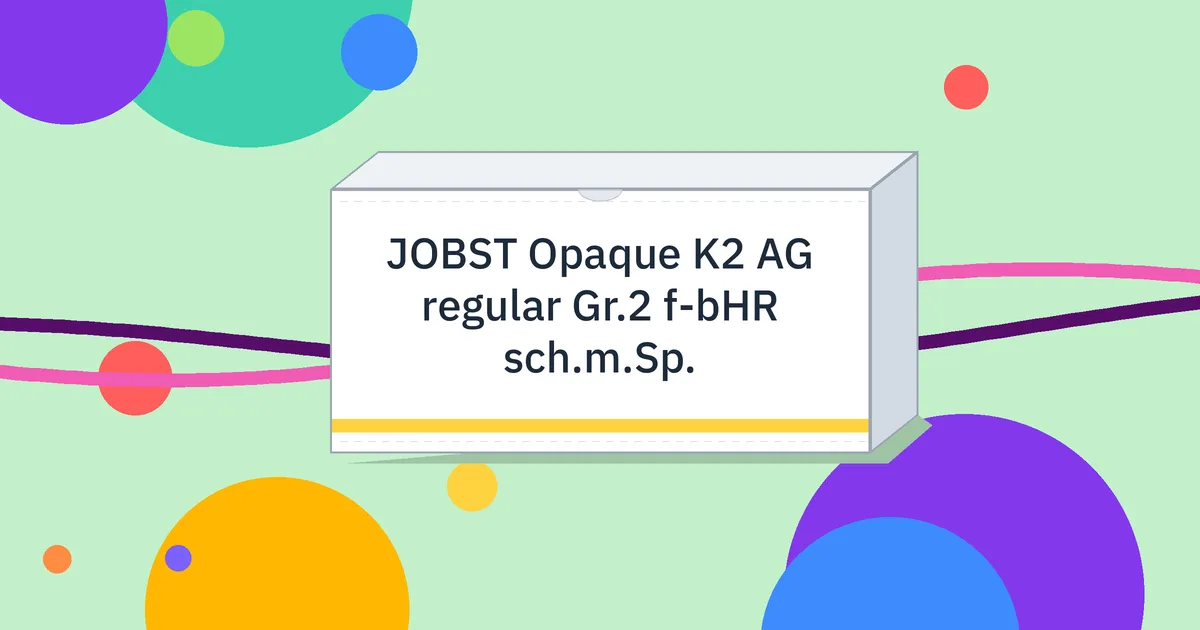Symbolbild: Packung mit der Aufschrift JOBST Opaque K2 AG regular Gr.2 f-bHR sch.m.Sp. (PZN 10723254) – Verfügbarkeit und Bezug in Apotheken in Frankfurt am Main