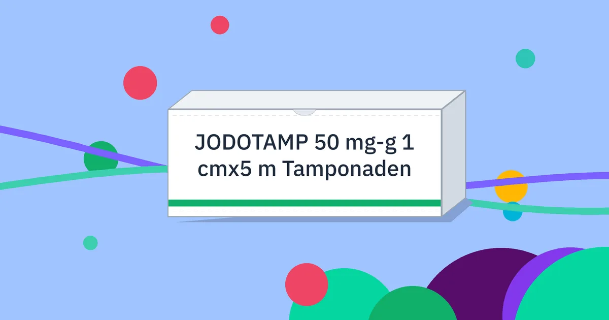 Symbolbild: Packung mit der Aufschrift JODOTAMP 50 mg-g 1 cmx5 m Tamponaden (PZN 02145783) – Verfügbarkeit und Bezug in Apotheken in Frankfurt am Main