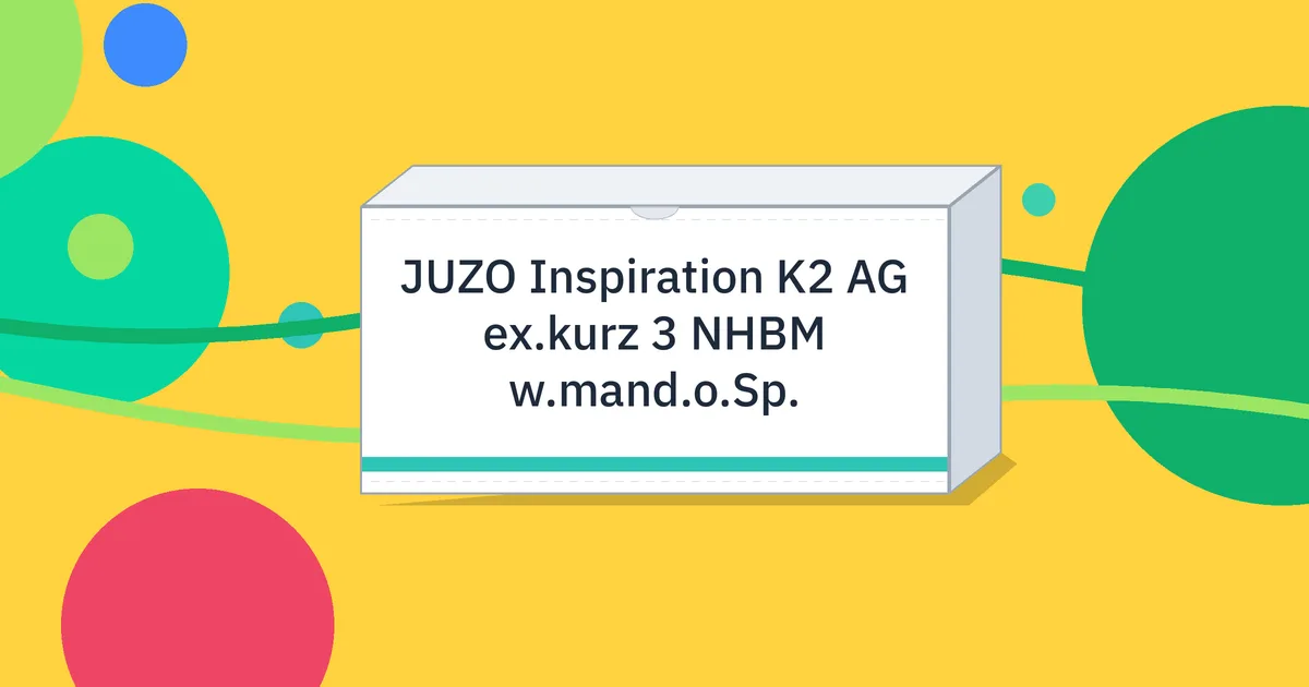 Symbolbild: Packung mit der Aufschrift JUZO Inspiration K2 AG ex.kurz 3 NHBM w.mand.o.Sp. (PZN 14962978) – Verfügbarkeit und Bezug in Apotheken in Frankfurt am Main