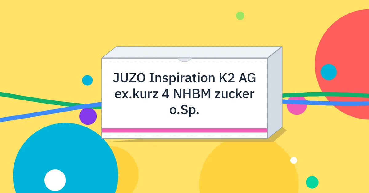 Symbolbild: Packung mit der Aufschrift JUZO Inspiration K2 AG ex.kurz 4 NHBM zucker o.Sp. (PZN 14964173) – Verfügbarkeit und Bezug in Apotheken in Frankfurt am Main