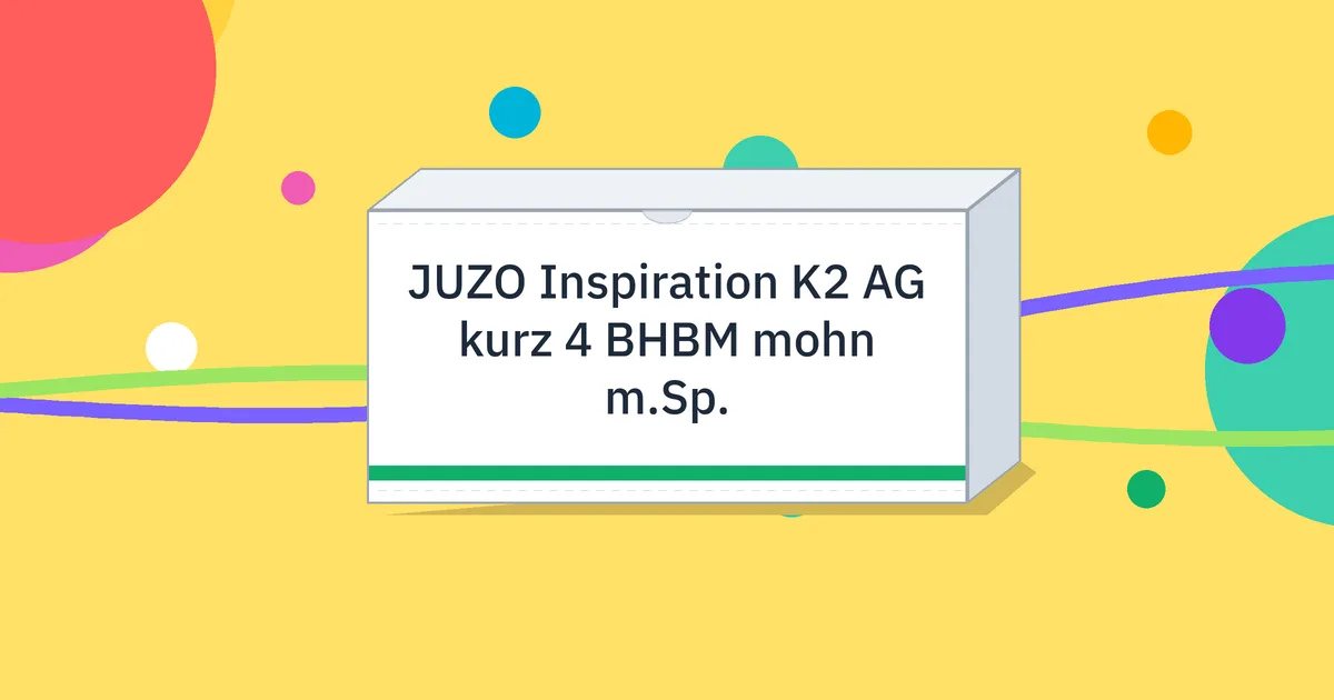 Symbolbild: Packung mit der Aufschrift JUZO Inspiration K2 AG kurz 4 BHBM mohn m.Sp. (PZN 14875682) – Verfügbarkeit und Bezug in Apotheken in Frankfurt am Main