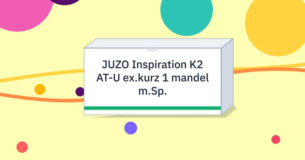 Symbolbild: Packung mit der Aufschrift JUZO Inspiration K2 AT-U ex.kurz 1 mandel m.Sp. (PZN 14965758) – Verfügbarkeit und Bezug in Apotheken in Frankfurt am Main