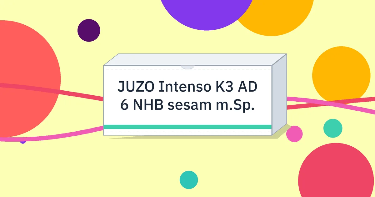 Symbolbild: Packung mit der Aufschrift JUZO Intenso K3 AD 6 NHB sesam m.Sp. (PZN 18630919) – Verfügbarkeit und Bezug in Apotheken in Frankfurt am Main