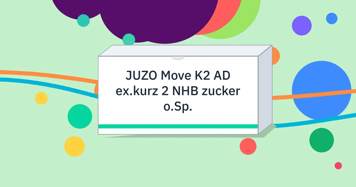 Symbolbild: Packung mit der Aufschrift JUZO Move K2 AD ex.kurz 2 NHB zucker o.Sp. (PZN 18510612) – Verfügbarkeit und Bezug in Apotheken in Frankfurt am Main
