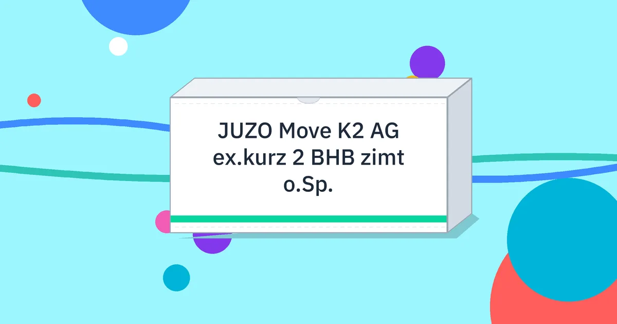 Symbolbild: Packung mit der Aufschrift JUZO Move K2 AG ex.kurz 2 BHB zimt o.Sp. (PZN 18534044) – Verfügbarkeit und Bezug in Apotheken in Frankfurt am Main