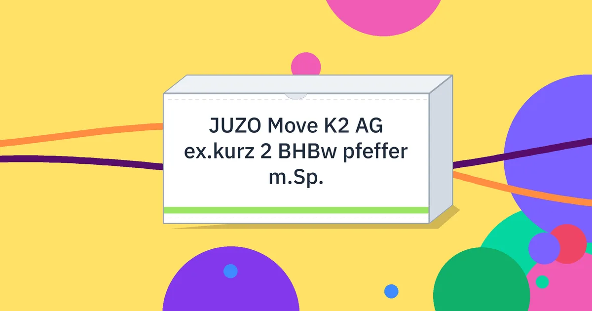 Symbolbild: Packung mit der Aufschrift JUZO Move K2 AG ex.kurz 2 BHBw pfeffer m.Sp. (PZN 16645696) – Verfügbarkeit und Bezug in Apotheken in Frankfurt am Main