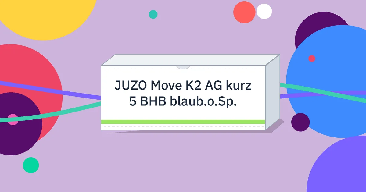 Symbolbild: Packung mit der Aufschrift JUZO Move K2 AG kurz 5 BHB blaub.o.Sp. (PZN 18561704) – Verfügbarkeit und Bezug in Apotheken in Frankfurt am Main