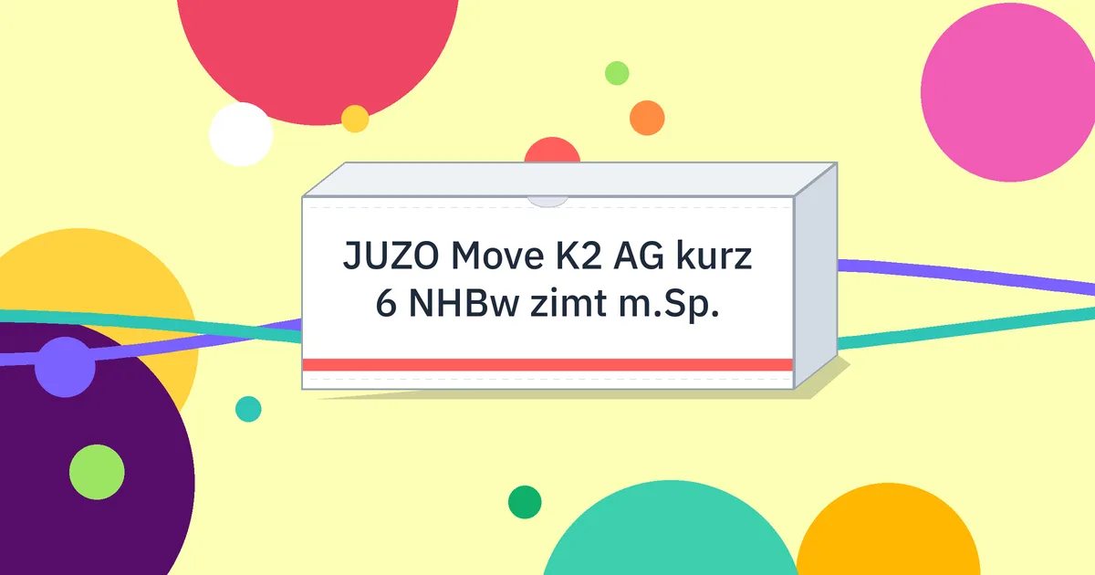 Symbolbild: Packung mit der Aufschrift JUZO Move K2 AG kurz 6 NHBw zimt m.Sp. (PZN 18527067) – Verfügbarkeit und Bezug in Apotheken in Frankfurt am Main