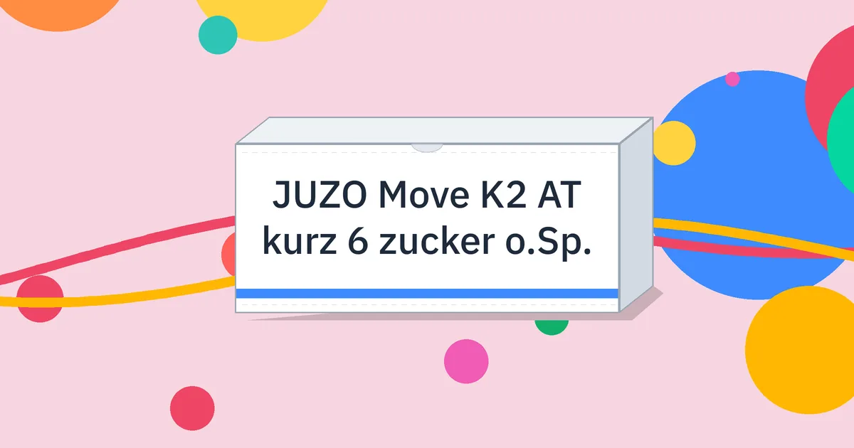Symbolbild: Packung mit der Aufschrift JUZO Move K2 AT kurz 6 zucker o.Sp. (PZN 20675183) – Verfügbarkeit und Bezug in Apotheken in Frankfurt am Main