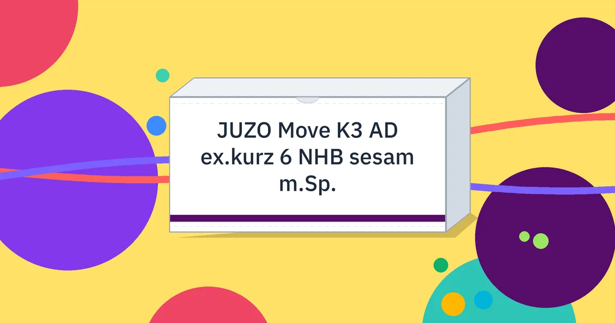 Symbolbild: Packung mit der Aufschrift JUZO Move K3 AD ex.kurz 6 NHB sesam m.Sp. (PZN 18569580) – Verfügbarkeit und Bezug in Apotheken in Frankfurt am Main