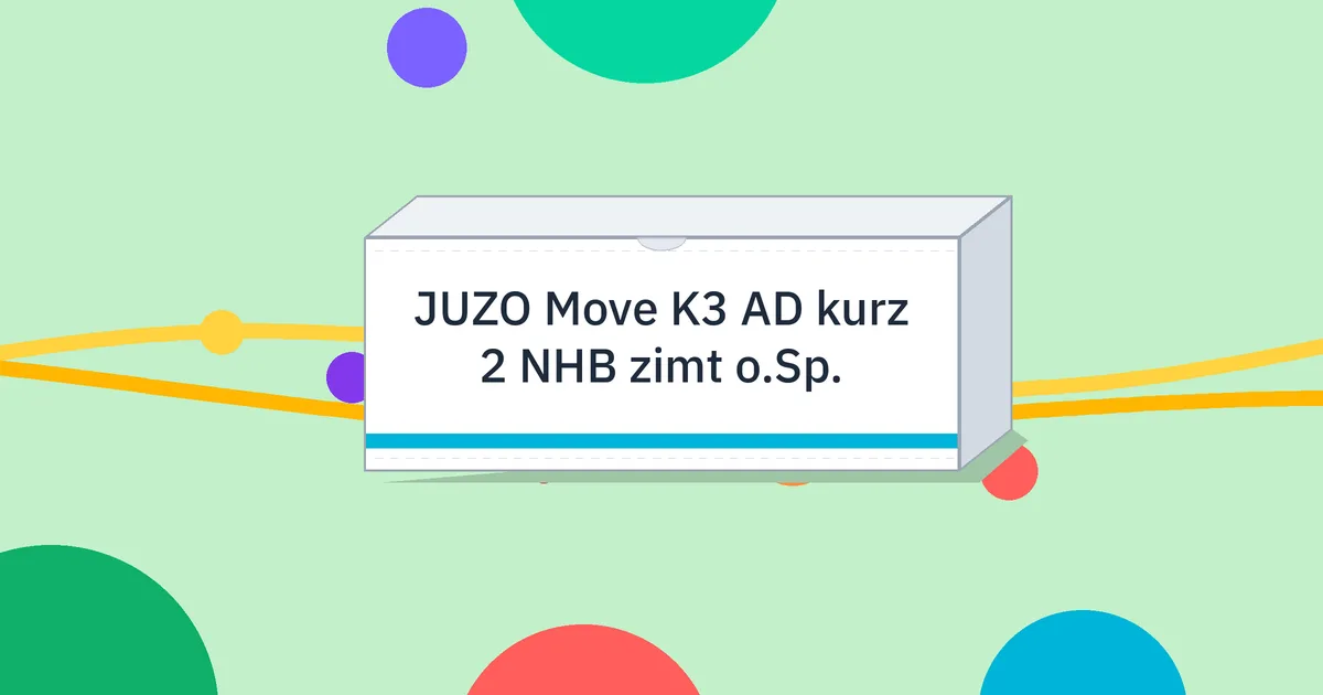 Symbolbild: Packung mit der Aufschrift JUZO Move K3 AD kurz 2 NHB zimt o.Sp. (PZN 18568770) – Verfügbarkeit und Bezug in Apotheken in Frankfurt am Main