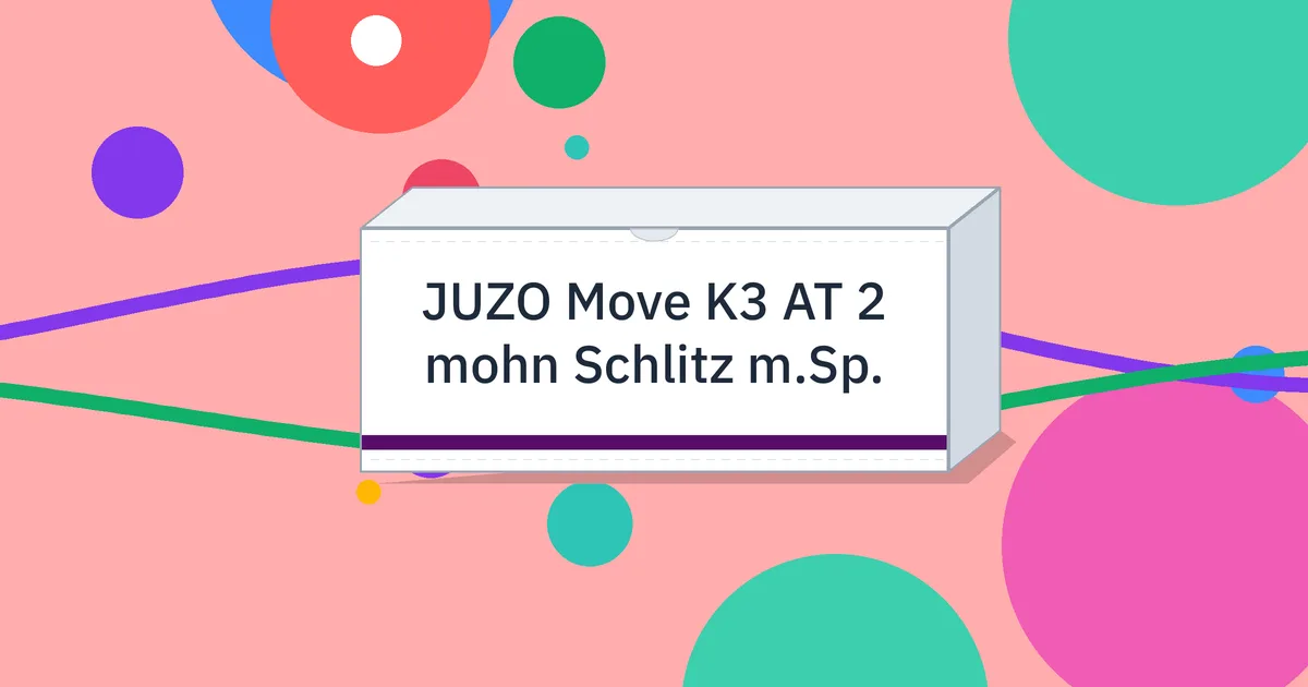 Symbolbild: Packung mit der Aufschrift JUZO Move K3 AT 2 mohn Schlitz m.Sp. (PZN 20678158) – Verfügbarkeit und Bezug in Apotheken in Frankfurt am Main