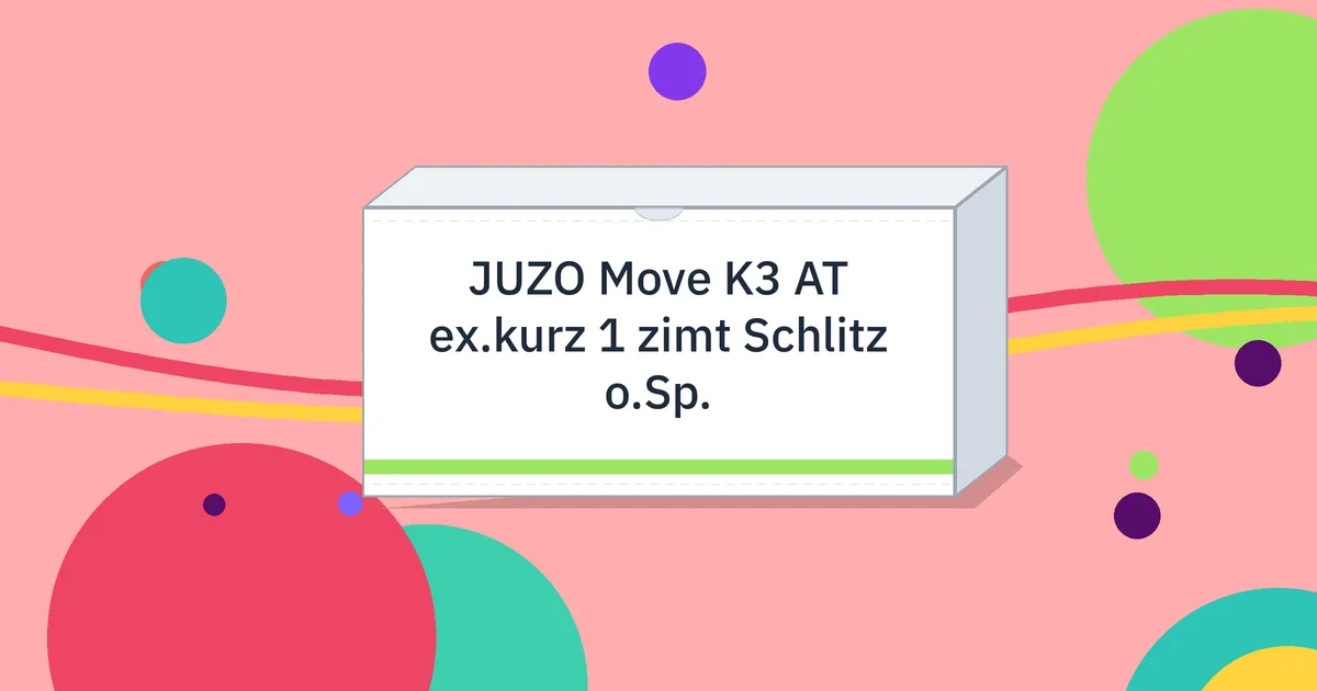 Symbolbild: Packung mit der Aufschrift JUZO Move K3 AT ex.kurz 1 zimt Schlitz o.Sp. (PZN 20682496) – Verfügbarkeit und Bezug in Apotheken in Frankfurt am Main
