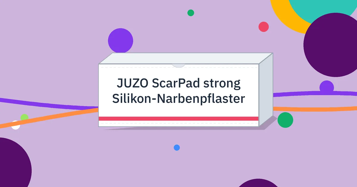 Symbolbild: Packung mit der Aufschrift JUZO ScarPad strong Silikon-Narbenpflaster (PZN 11027433) – Verfügbarkeit und Bezug in Apotheken in Frankfurt am Main