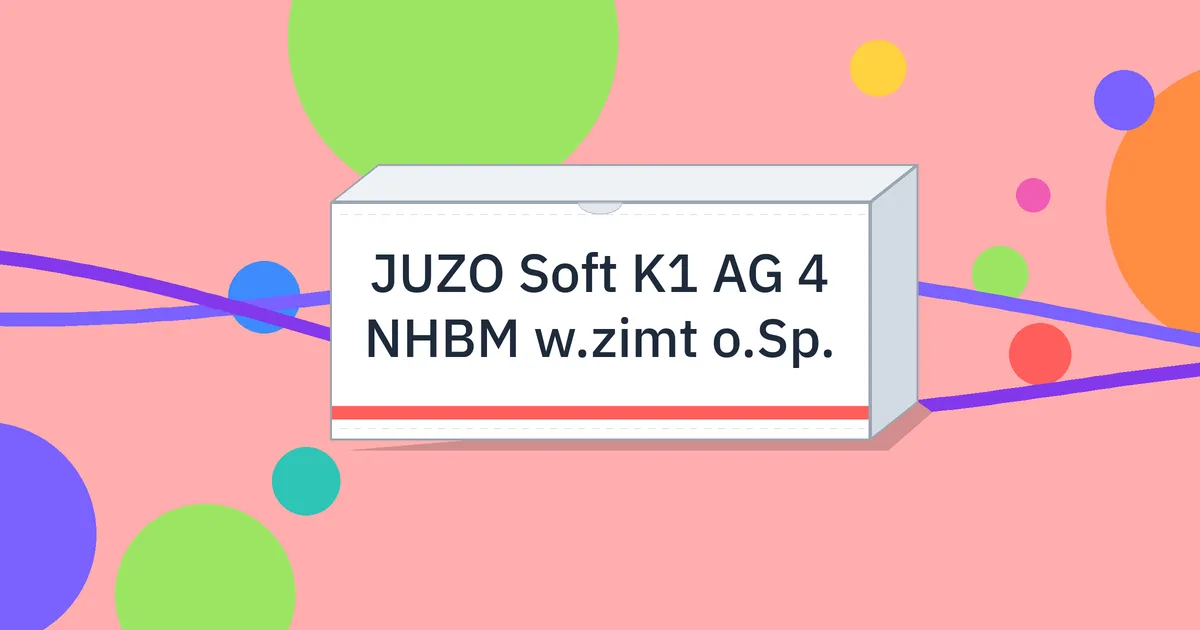 Symbolbild: Packung mit der Aufschrift JUZO Soft K1 AG 4 NHBM w.zimt o.Sp. (PZN 14998901) – Verfügbarkeit und Bezug in Apotheken in Frankfurt am Main