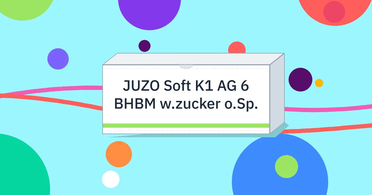 Symbolbild: Packung mit der Aufschrift JUZO Soft K1 AG 6 BHBM w.zucker o.Sp. (PZN 14864655) – Verfügbarkeit und Bezug in Apotheken in Frankfurt am Main
