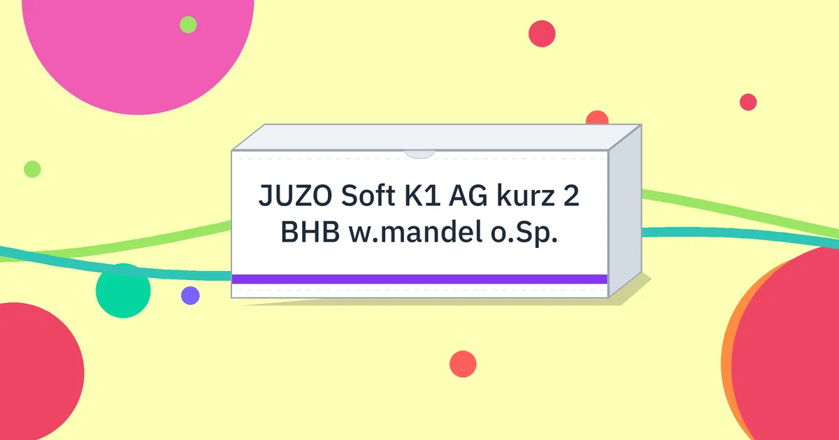 Symbolbild: Packung mit der Aufschrift JUZO Soft K1 AG kurz 2 BHB w.mandel o.Sp. (PZN 14838936) – Verfügbarkeit und Bezug in Apotheken in Frankfurt am Main