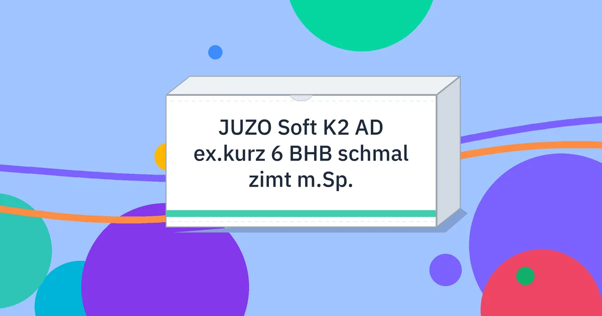 Symbolbild: Packung mit der Aufschrift JUZO Soft K2 AD ex.kurz 6 BHB schmal zimt m.Sp. (PZN 15466307) – Verfügbarkeit und Bezug in Apotheken in Frankfurt am Main