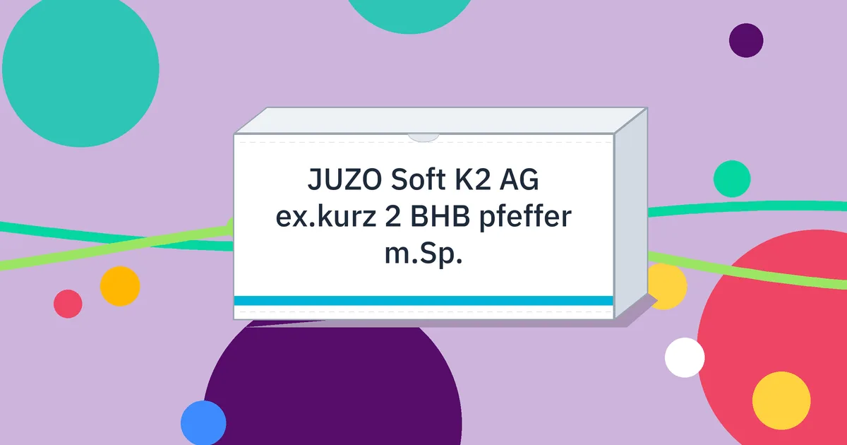 Symbolbild: Packung mit der Aufschrift JUZO Soft K2 AG ex.kurz 2 BHB pfeffer m.Sp. (PZN 14827298) – Verfügbarkeit und Bezug in Apotheken in Frankfurt am Main