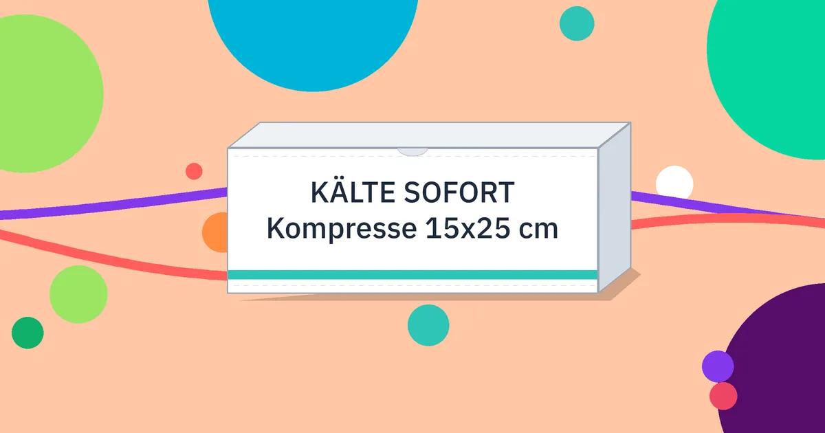 Symbolbild: Packung mit der Aufschrift KÄLTE SOFORT Kompresse 15x25 cm (PZN 19380005) – Verfügbarkeit und Bezug in Apotheken in Frankfurt am Main