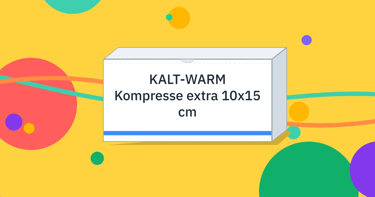 Symbolbild: Packung mit der Aufschrift KALT-WARM Kompresse extra 10x15 cm (PZN 18840930) – Verfügbarkeit und Bezug in Apotheken in Frankfurt am Main