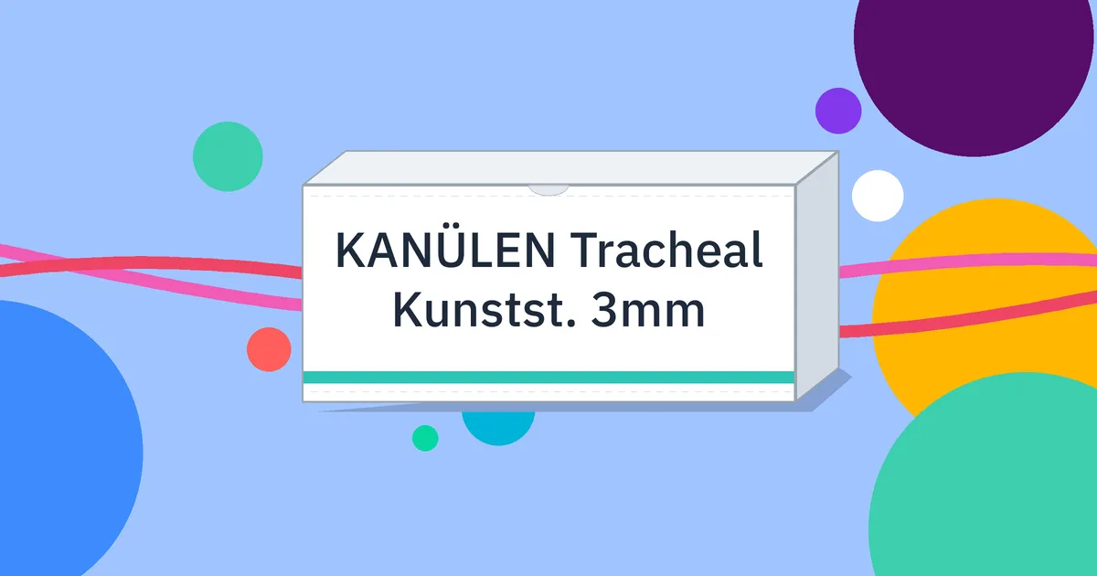 Symbolbild: Packung mit der Aufschrift KANÜLEN Tracheal Kunstst. 3mm (PZN 01965461) – Verfügbarkeit und Bezug in Apotheken in Frankfurt am Main