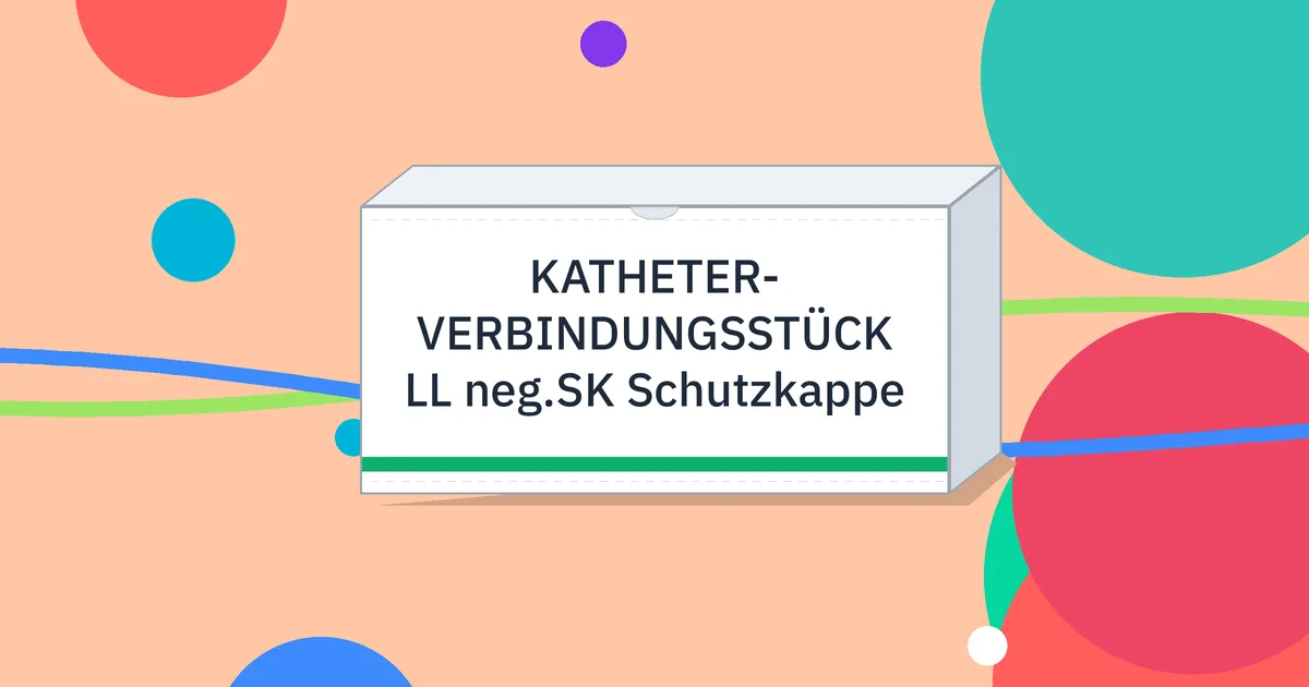 Symbolbild: Packung mit der Aufschrift KATHETER-VERBINDUNGSSTÜCK LL neg.SK Schutzkappe (PZN 17489471) – Verfügbarkeit und Bezug in Apotheken in Frankfurt am Main