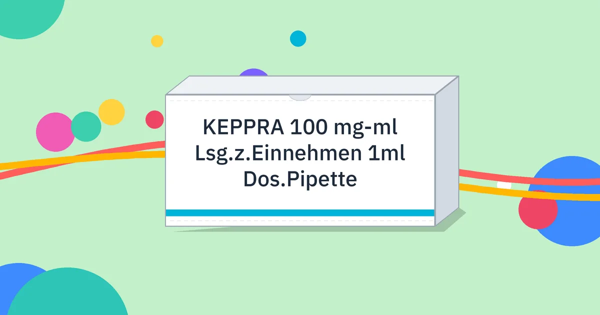 Symbolbild: Packung mit der Aufschrift KEPPRA 100 mg-ml Lsg.z.Einnehmen 1ml Dos.Pipette (PZN 09082815) – Verfügbarkeit und Bezug in Apotheken in Frankfurt am Main