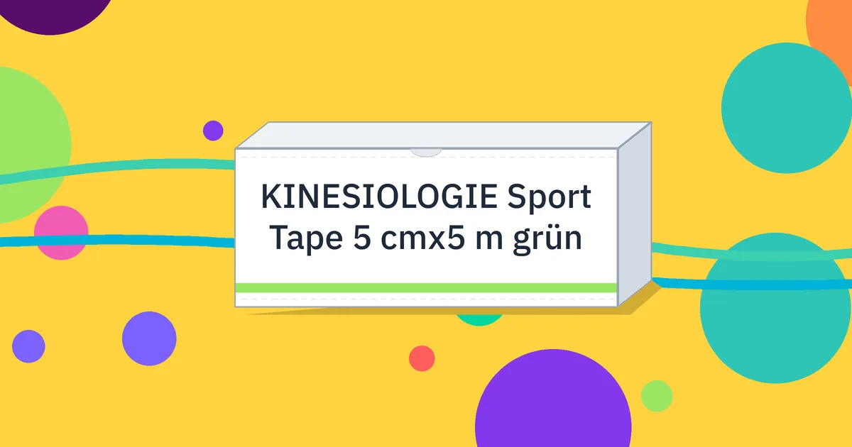 Symbolbild: Packung mit der Aufschrift KINESIOLOGIE Sport Tape 5 cmx5 m grün (PZN 01413419) – Verfügbarkeit und Bezug in Apotheken in Frankfurt am Main