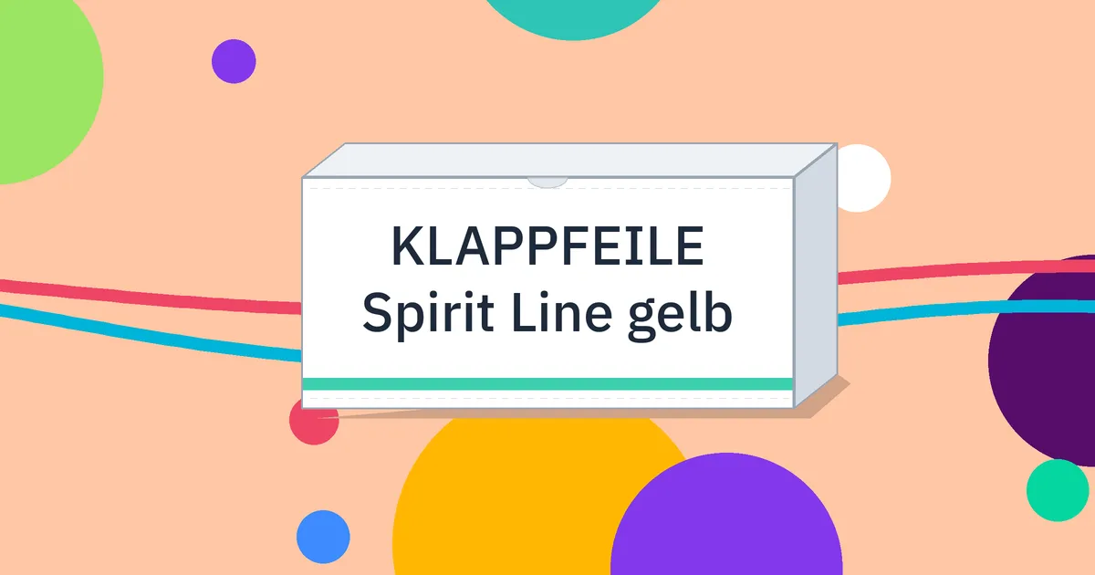 Symbolbild: Packung mit der Aufschrift KLAPPFEILE Spirit Line gelb (PZN 01504961) – Verfügbarkeit und Bezug in Apotheken in Frankfurt am Main