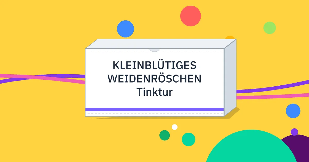 Symbolbild: Packung mit der Aufschrift KLEINBLÜTIGES WEIDENRÖSCHEN Tinktur (PZN 17187764) – Verfügbarkeit und Bezug in Apotheken in Frankfurt am Main