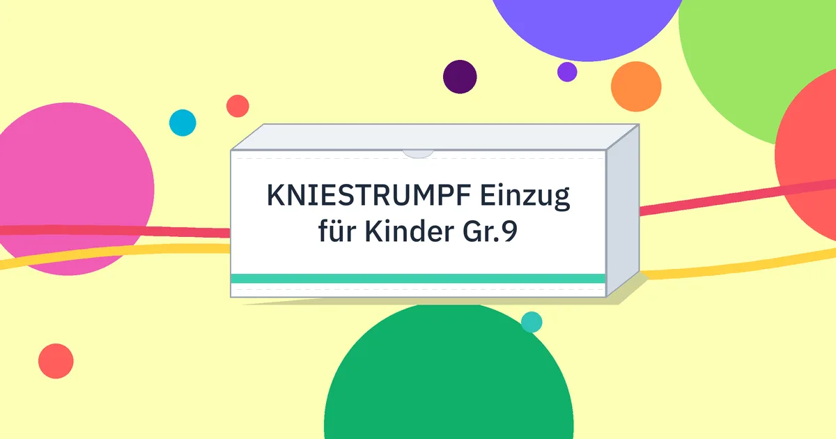 Symbolbild: Packung mit der Aufschrift KNIESTRUMPF Einzug für Kinder Gr.9 (PZN 01738819) – Verfügbarkeit und Bezug in Apotheken in Frankfurt am Main